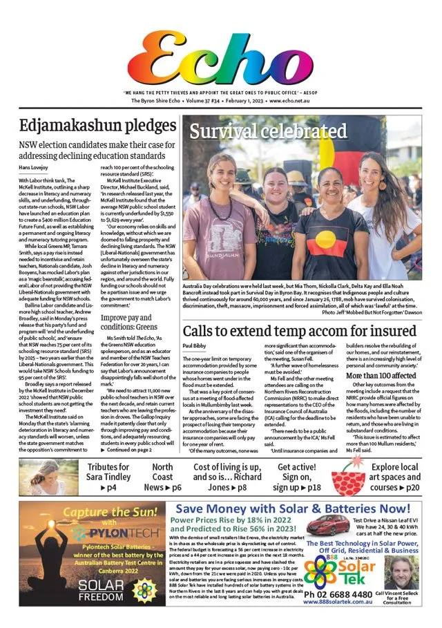 The Byron Shire Echo – Issue 37.34 – February 1, 2023