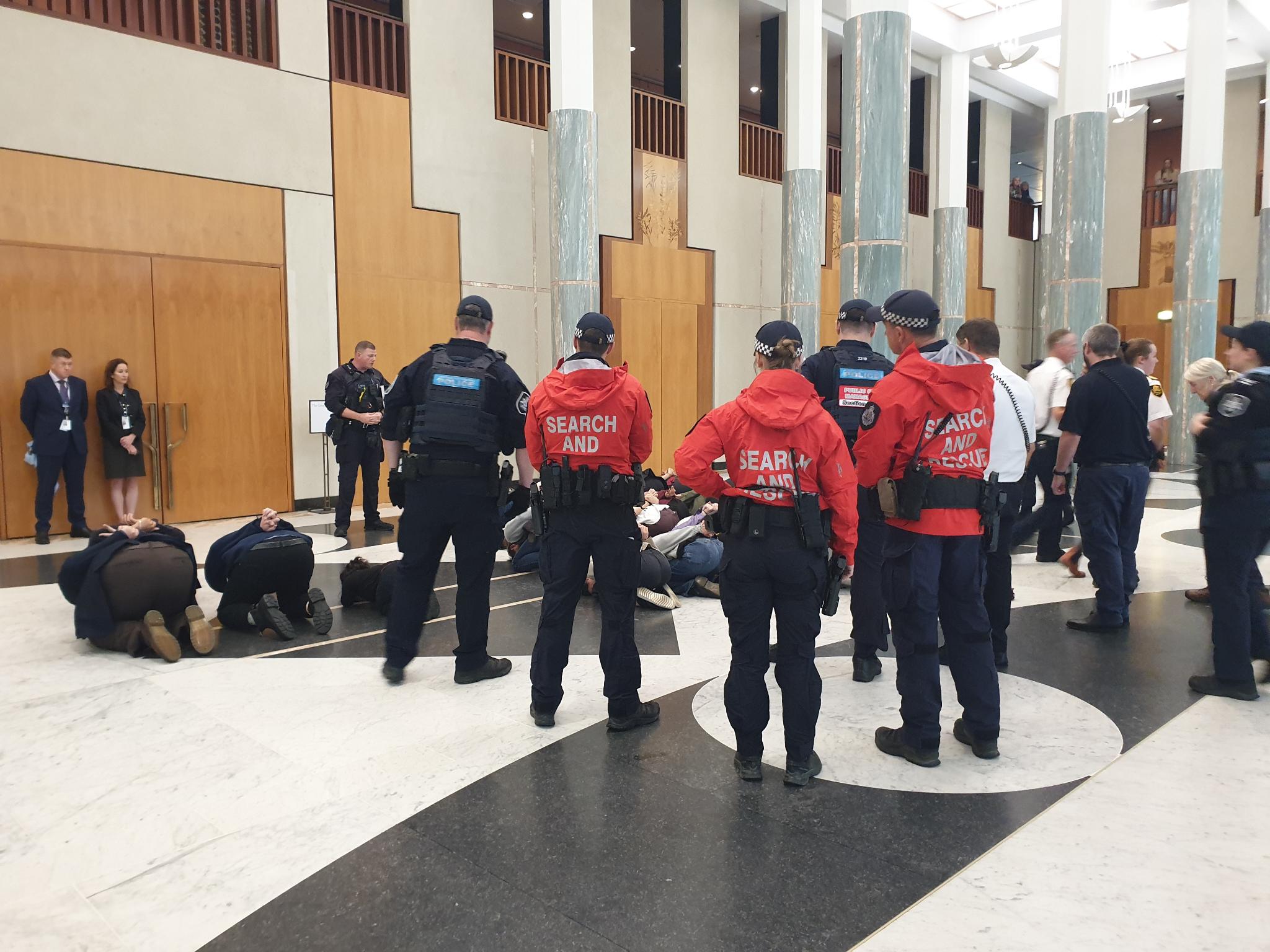 Protestors recreate Israel prison scene at Parliament House – The Echo
